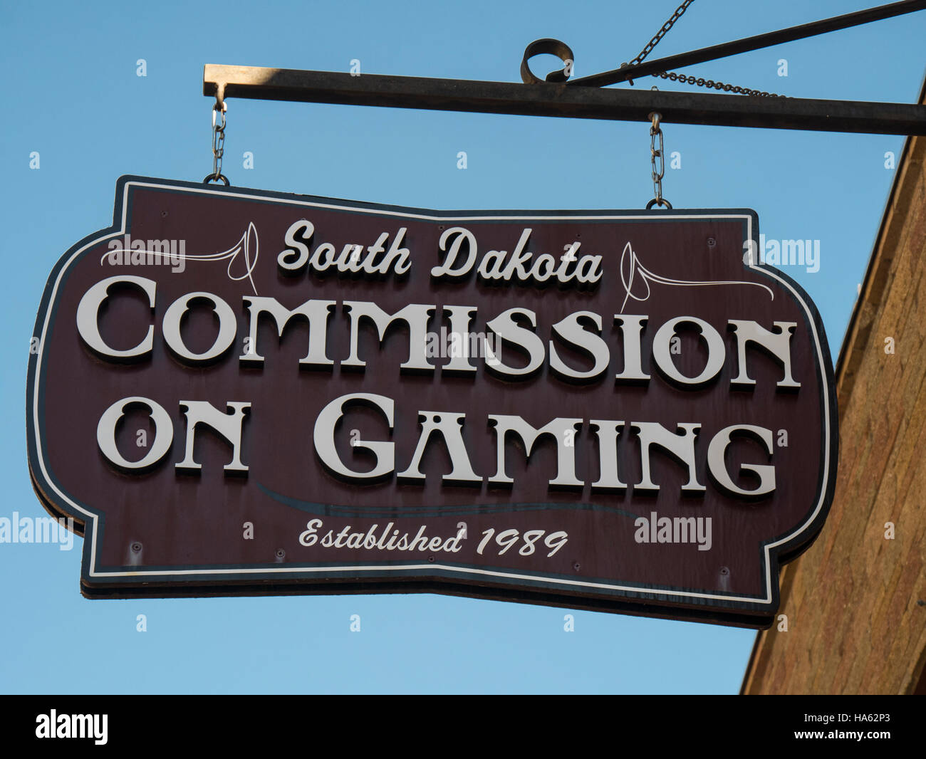Commission on Gaming sign, Deadwood, South Dakota Stock Photo - Alamy