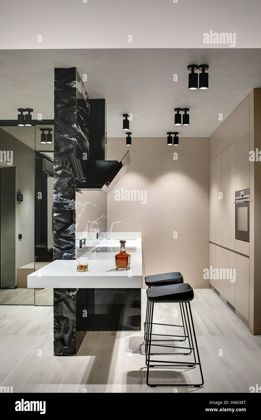 Modern style kitchen zone Stock Photo - Alamy