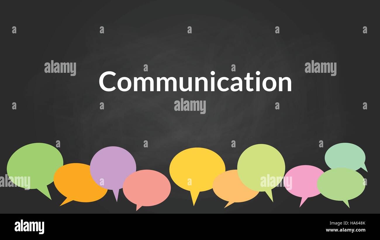 communication concept with bublle symbol chalk board blackboard as ...
