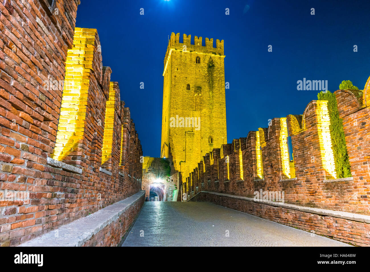 Castle Vecchio at summer night in Verona, Italy Stock Photo - Alamy