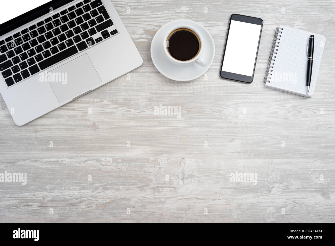 Coffee cup and plant top view with copy space hi-res stock photography ...