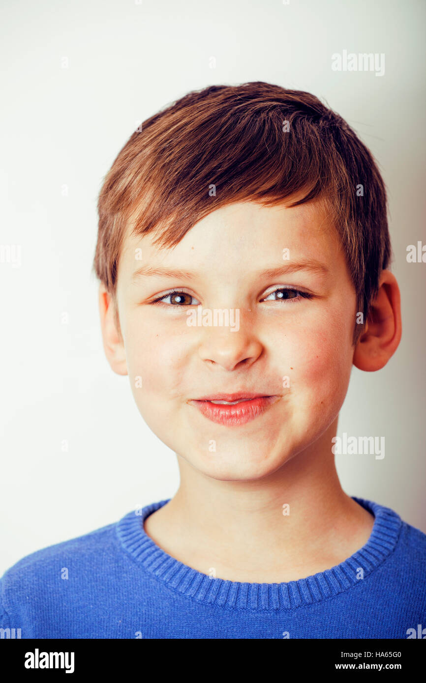 little cute real boy happy smiling isolated on white background ...