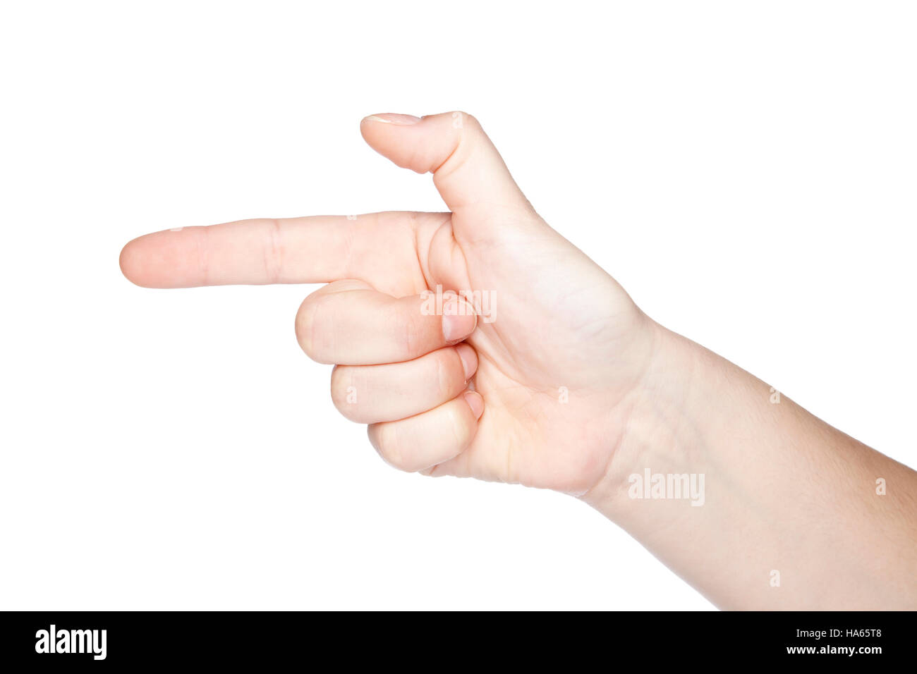 gesture gun hand made, isolated on white background Stock Photo - Alamy