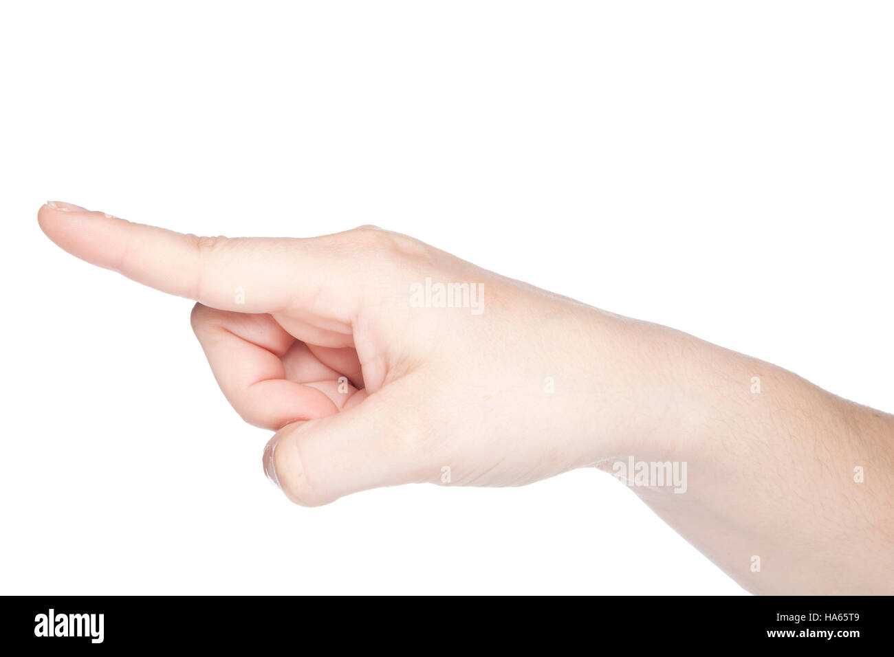 gesture indicating something, a hand on a white background Stock Photo ...