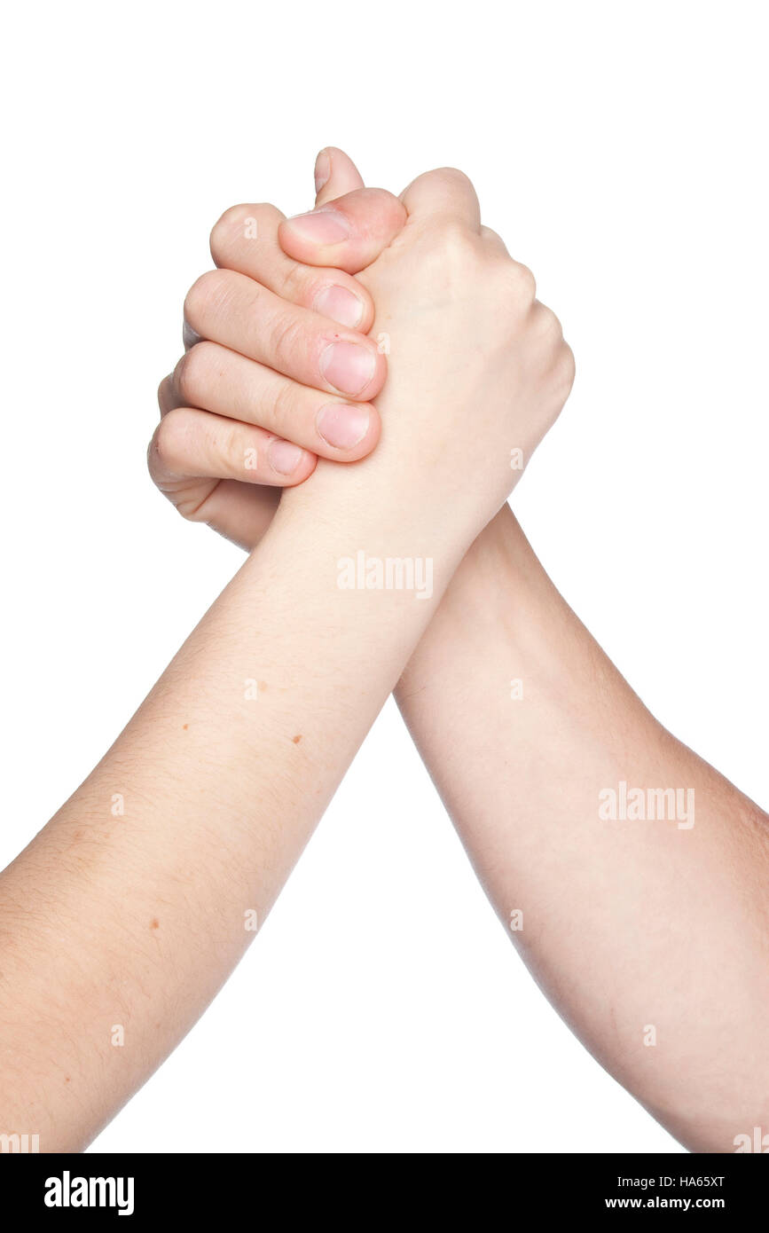 gesture of trust, hands on a white background copy space Stock Photo ...