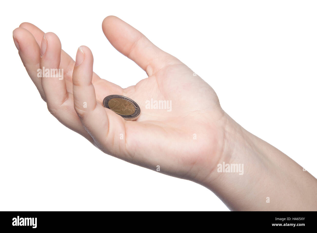outstreached hand for alms, white background Stock Photo - Alamy