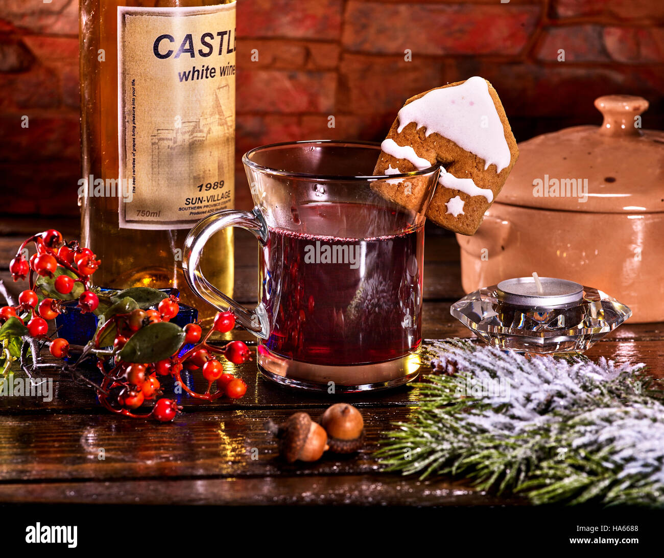 Cookies form of house decorated with homemade punch Stock Photo - Alamy