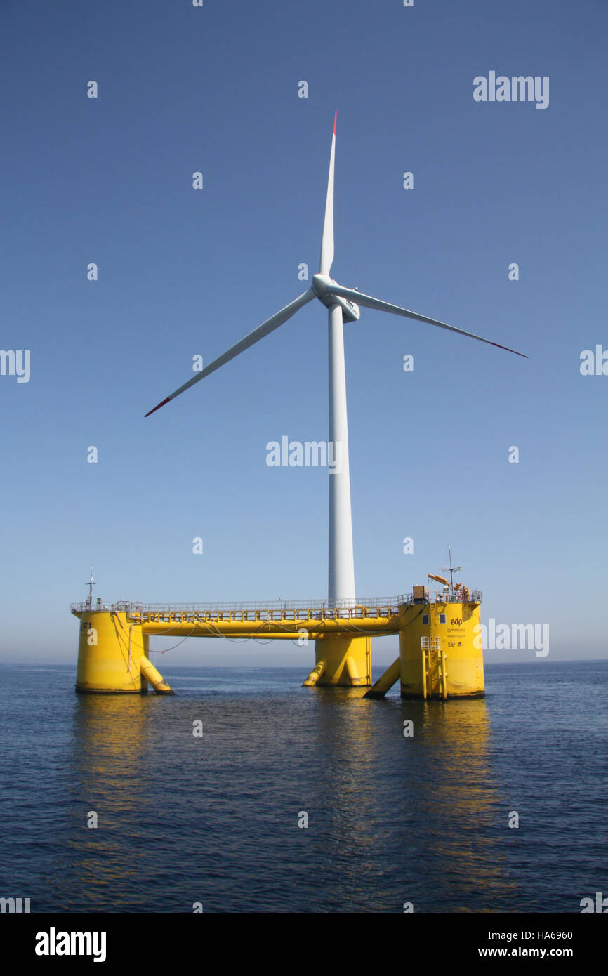The 2 MW floating offshore wind turbine at Póvoa de Varzim, Portugal ...