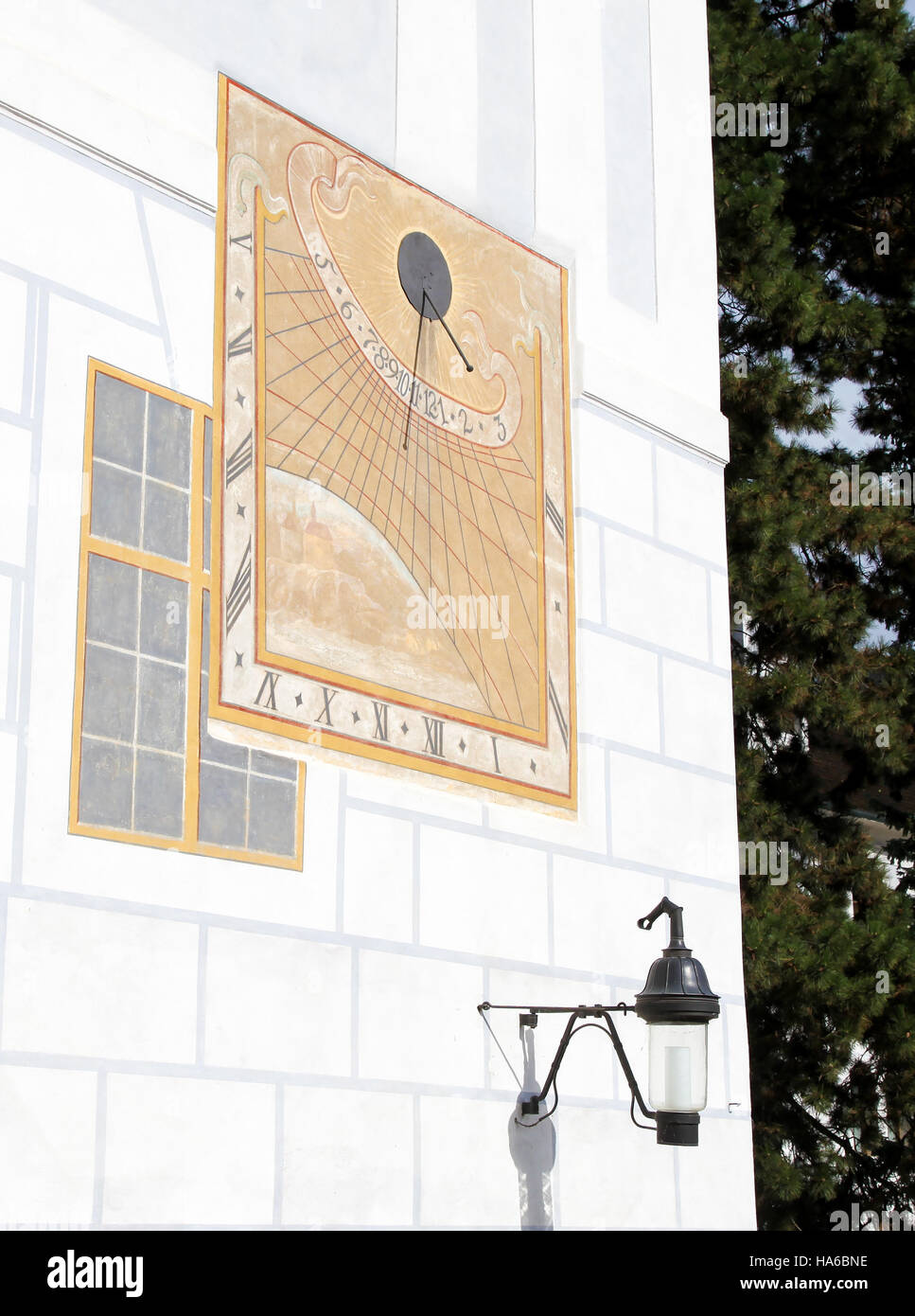 Historical Sundial Or Sun Clock in Cesky Krumlov, South Bohemia, Czech ...