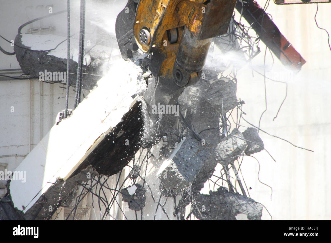 A close-up view of demolition activities at the Department of Energy’s ...