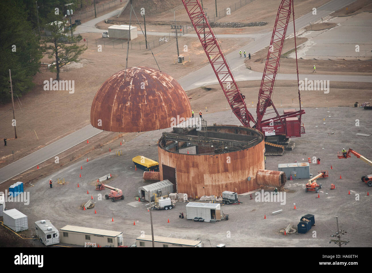 The image captures efforts related to the decommissioning of the High ...