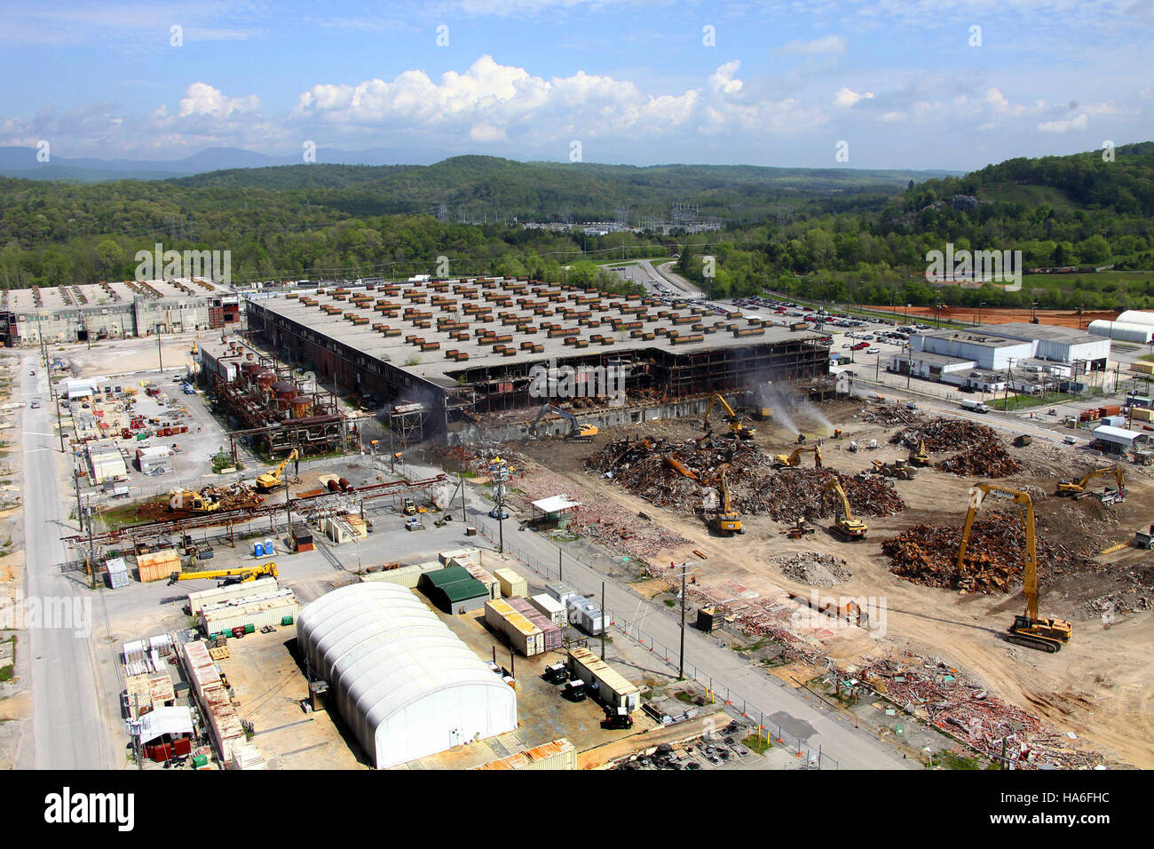 This image shows the ongoing demolition progress at the Oak Ridge site ...