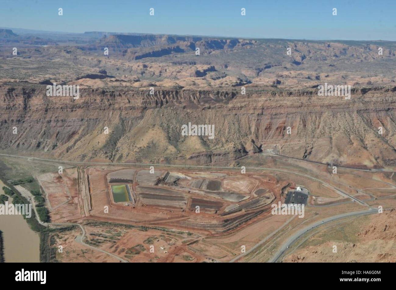 This image shows the Moab uranium mill tailings pile located near a ...