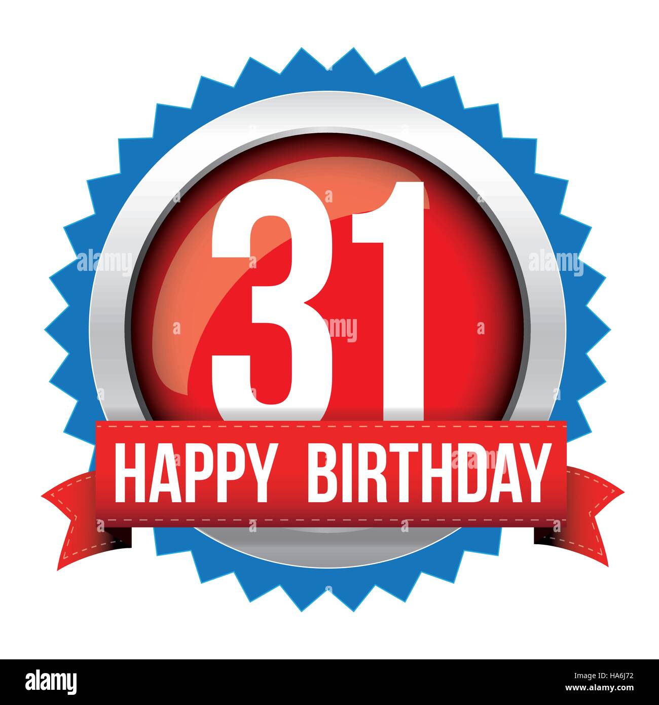 Thirty one years happy birthday badge ribbon Stock Vector Image & Art ...