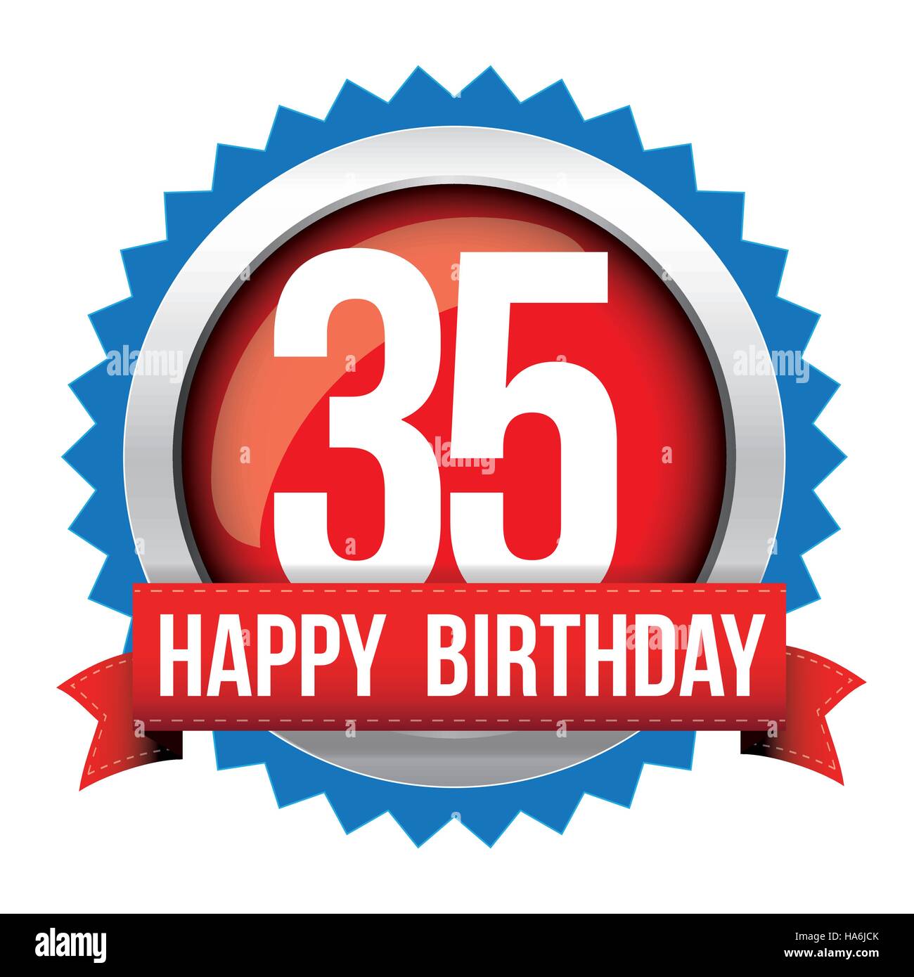 Thirty five years happy birthday badge ribbon Stock Vector Image & Art ...