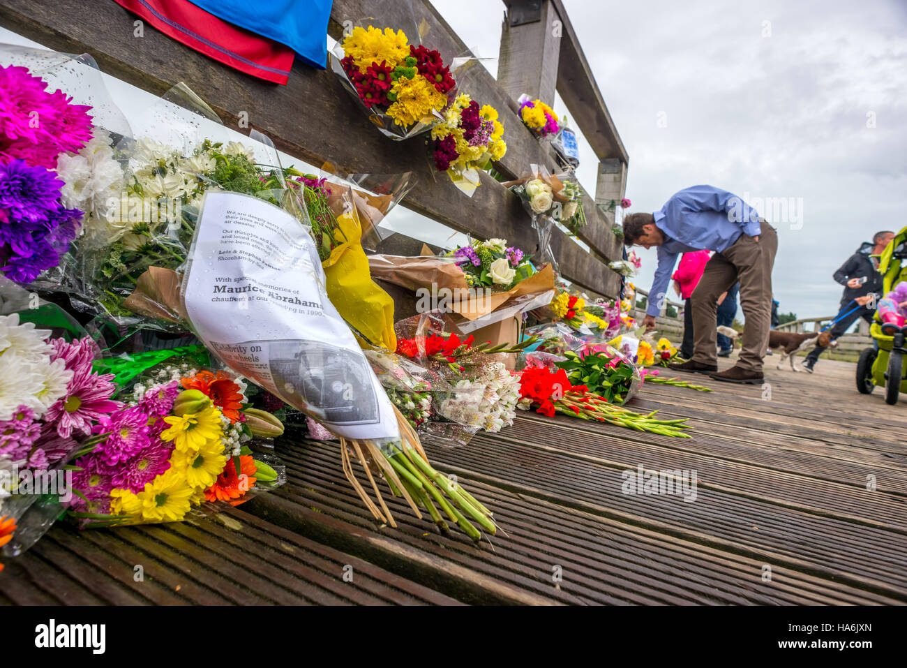 The scene on Shoreham Old Toll Bridge after the Shoreham air disaster ...