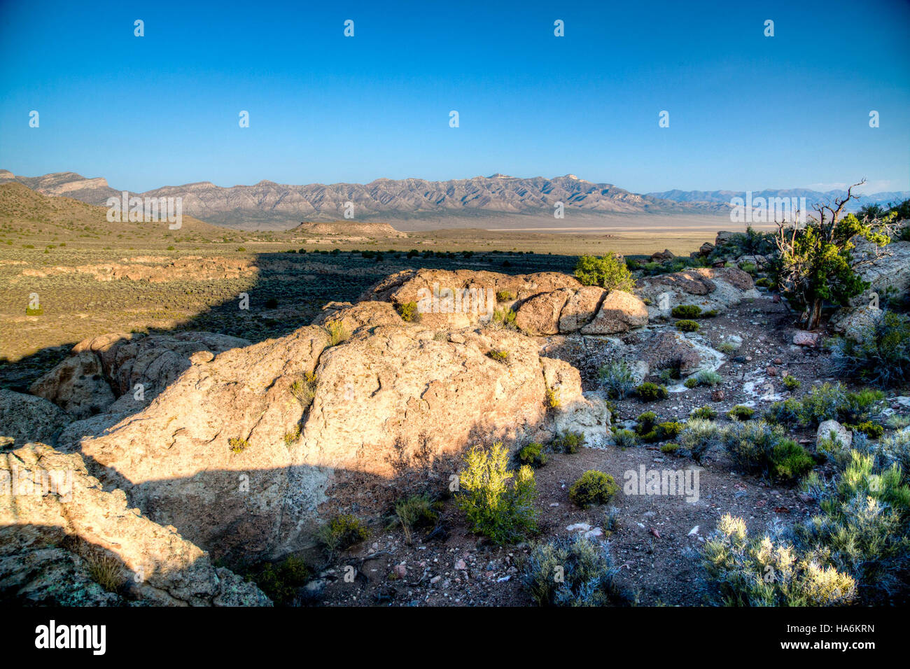 A landscape view of the Basin and Range National Monument in Nevada ...