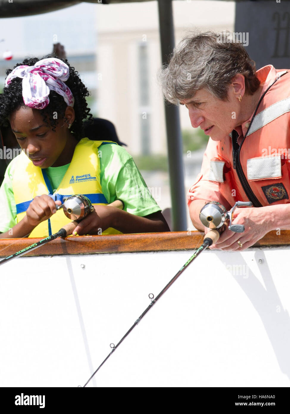 Secretary of the Interior Sally Jewell participates in a fishing event ...