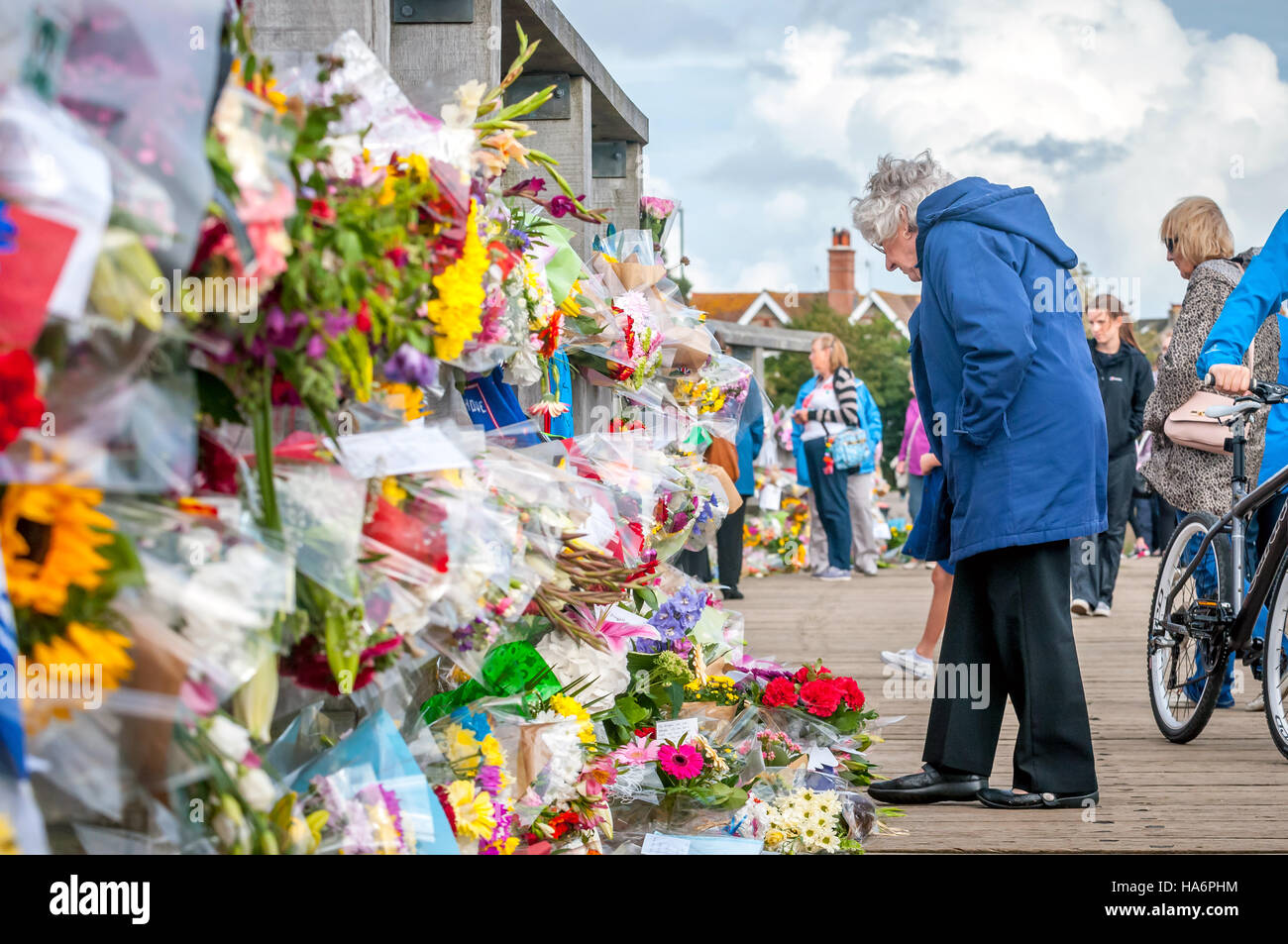 The scene on Shoreham Old Toll Bridge after the Shoreham air disaster ...