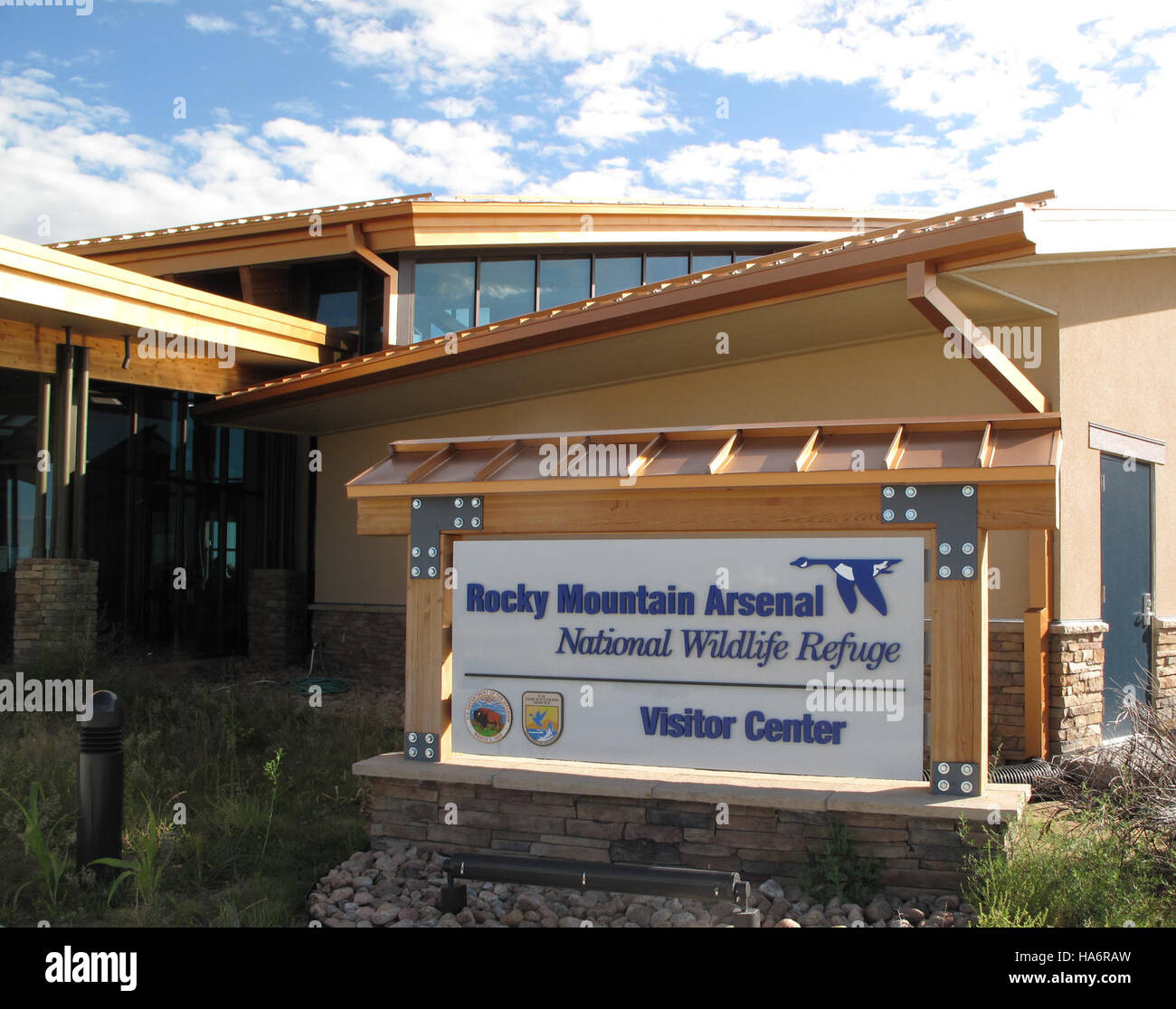 This image depicts a recovery act project sign at a wildlife refuge ...