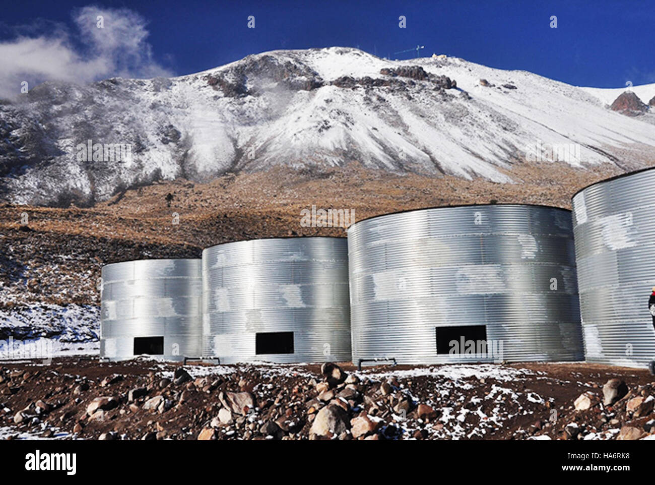 This image shows the HAWC (High Altitude Water Cherenkov) Observatory ...