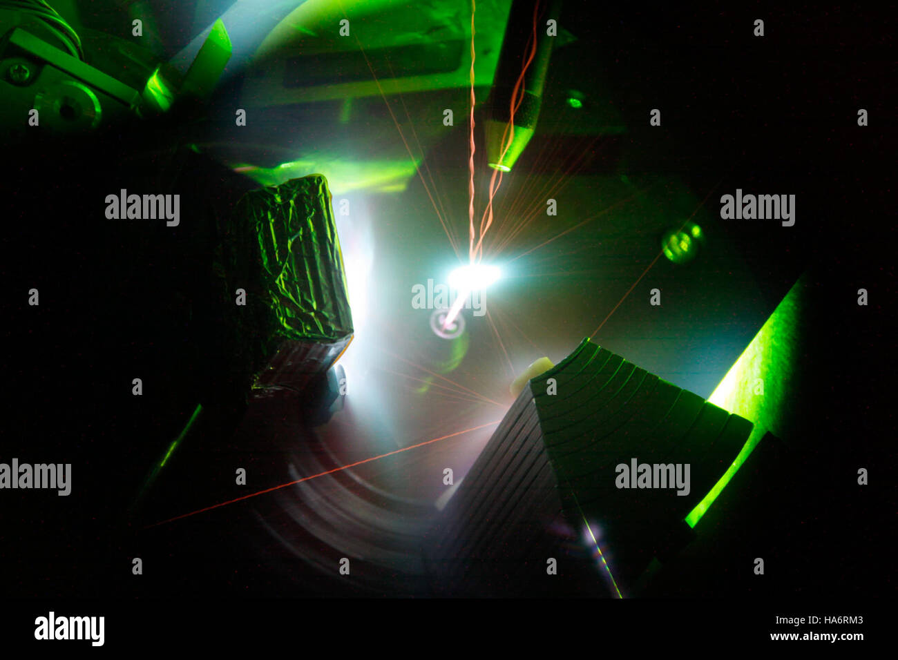 The image captures a high-tech Trident Laser at Los Alamos National ...