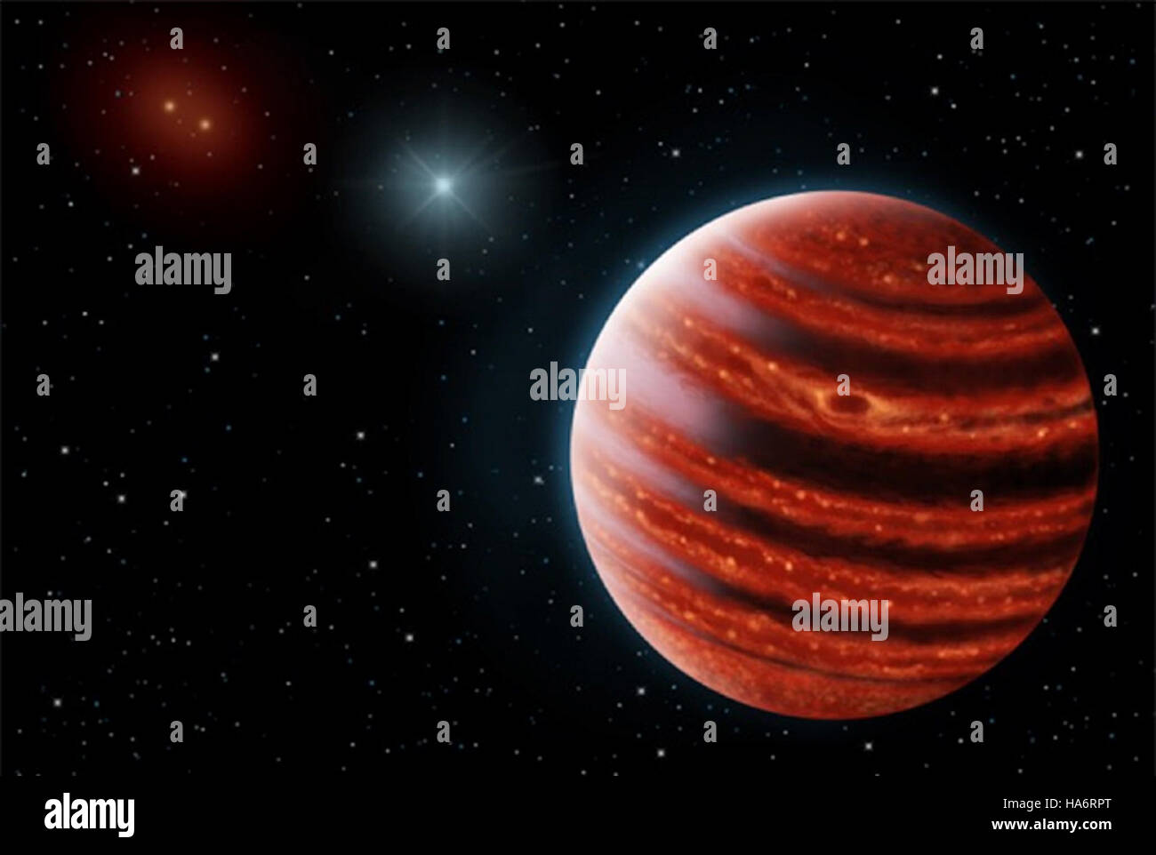 The image showcases a Jupiter-like planet, possibly discovered or ...