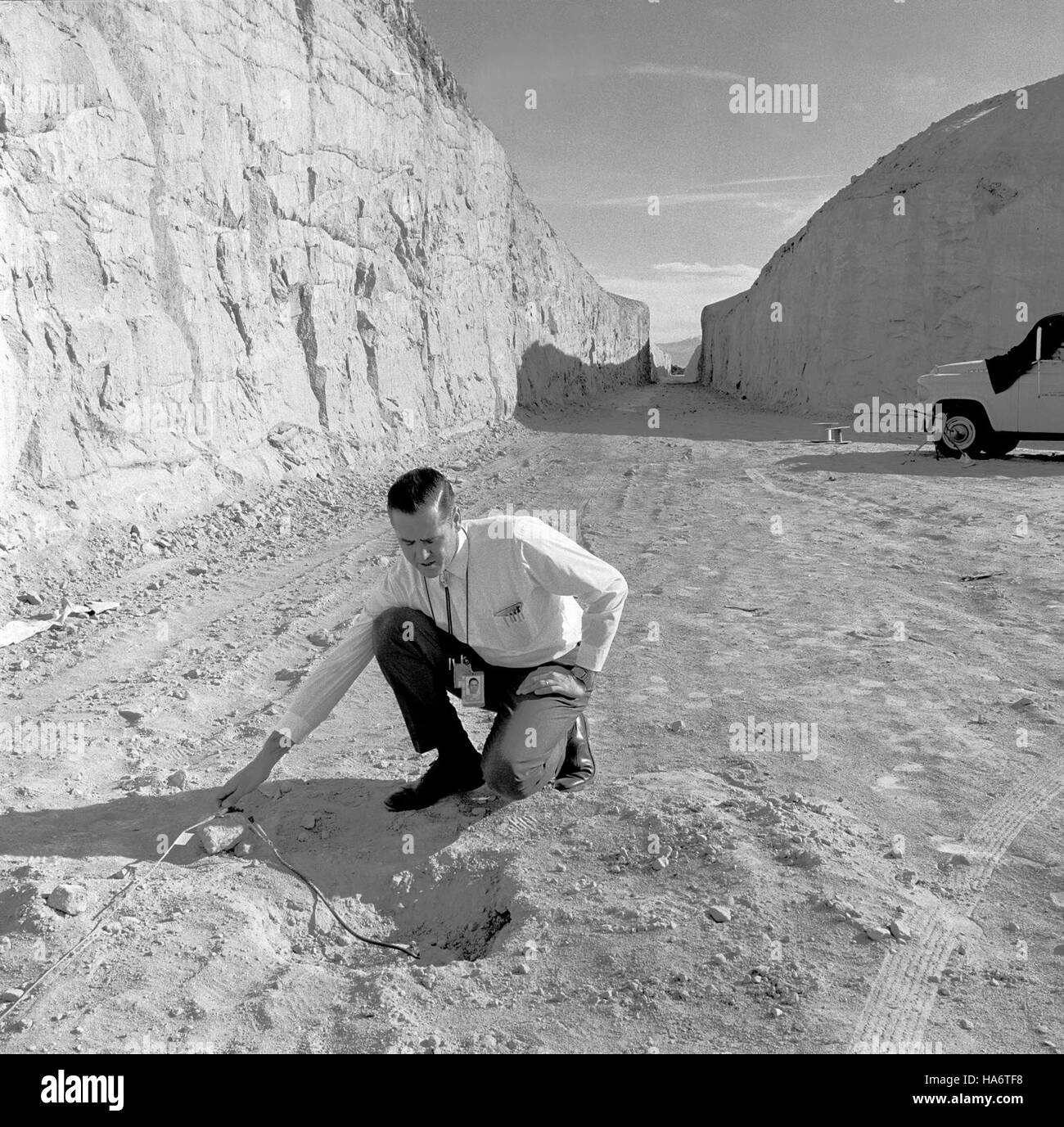 Dean Keller is seen operating recording equipment at the Gasbuggy site ...