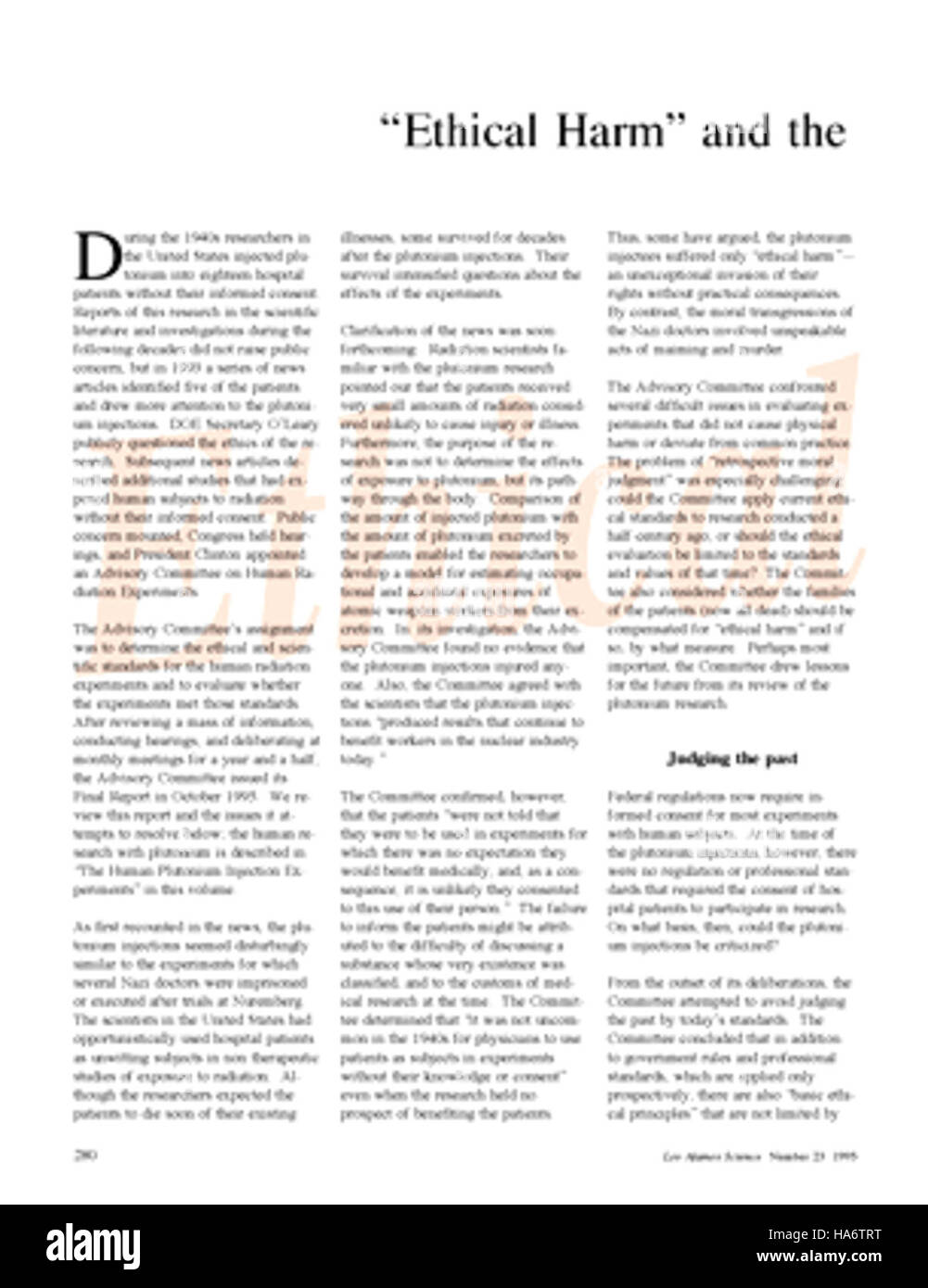 The ethical concerns surrounding the plutonium injection experiments at ...