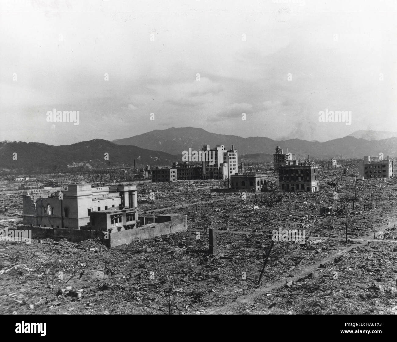 This image depicts the aftermath of the Hiroshima bombing in 1945 ...
