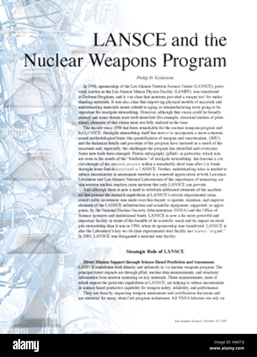 The Los Alamos National Laboratory's LANSCE facility plays a key role ...