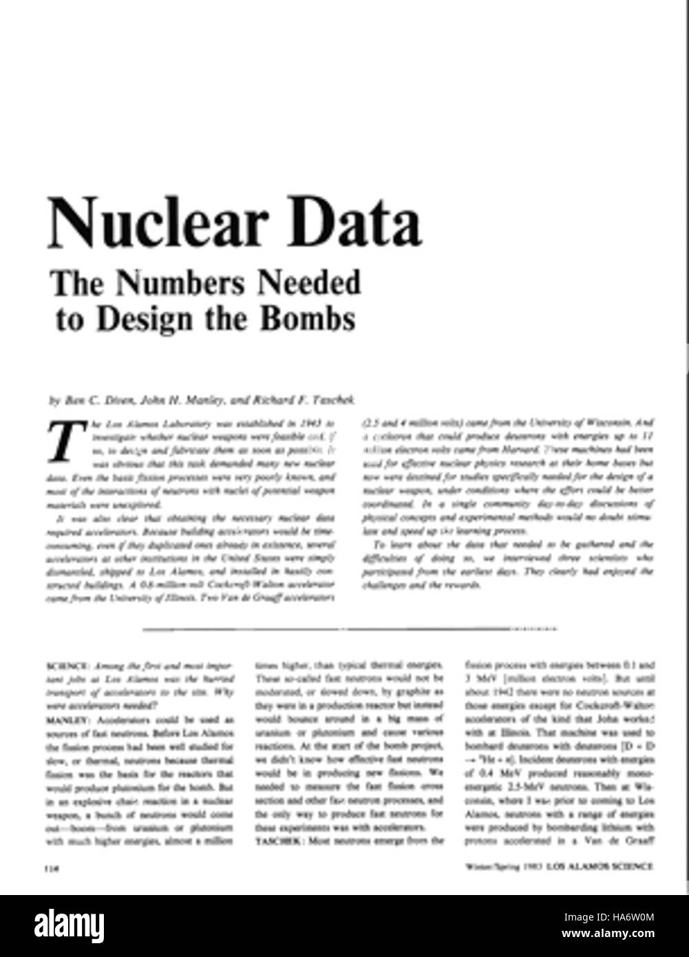 The Los Alamos National Laboratory’s nuclear data collection plays a ...