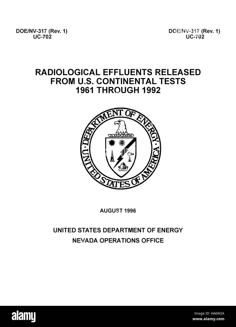 The release of radiological effluents during U.S. continental tests ...