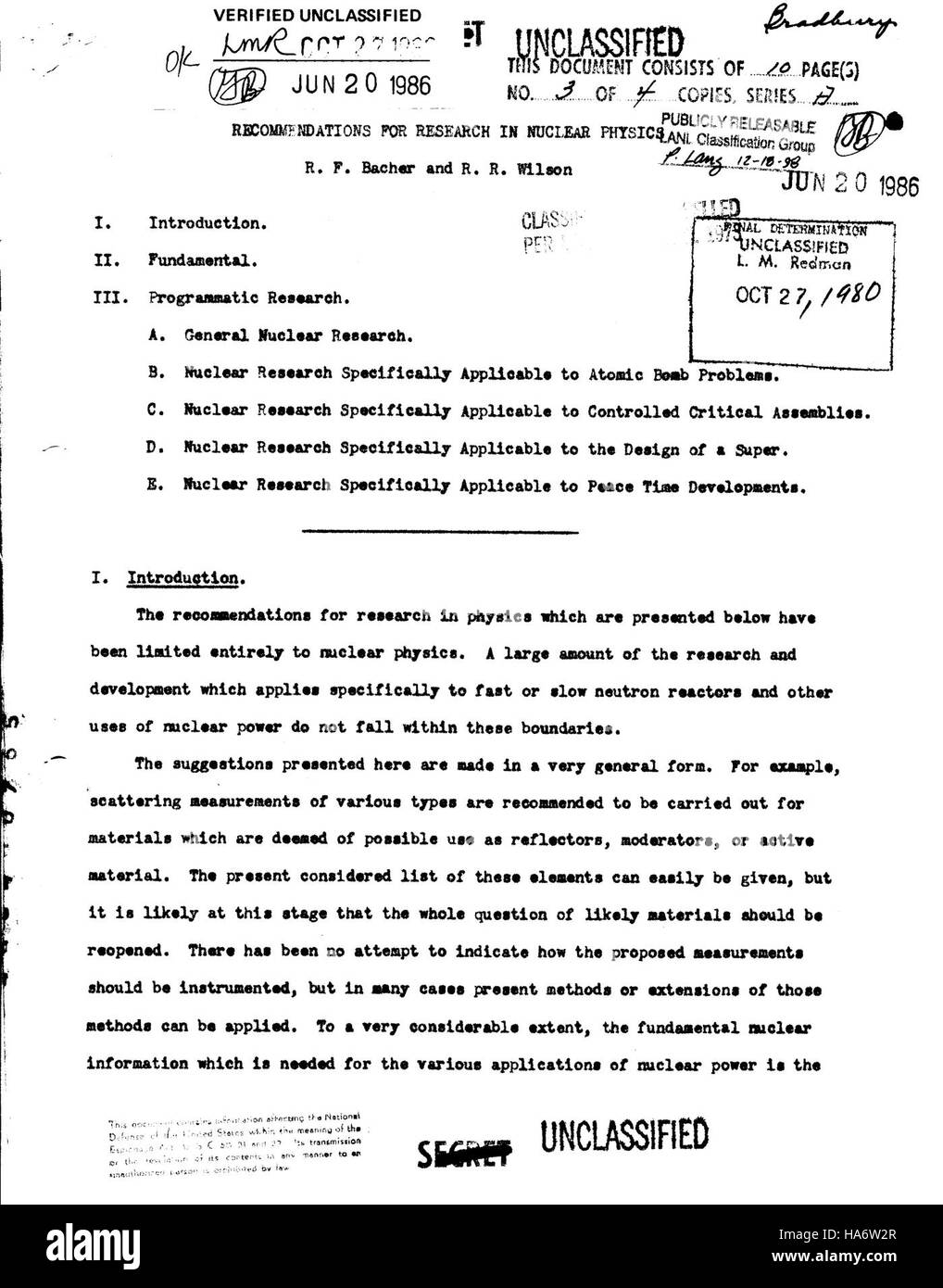 Robert Bacher and Robert Wilson's recommendations for nuclear physics ...
