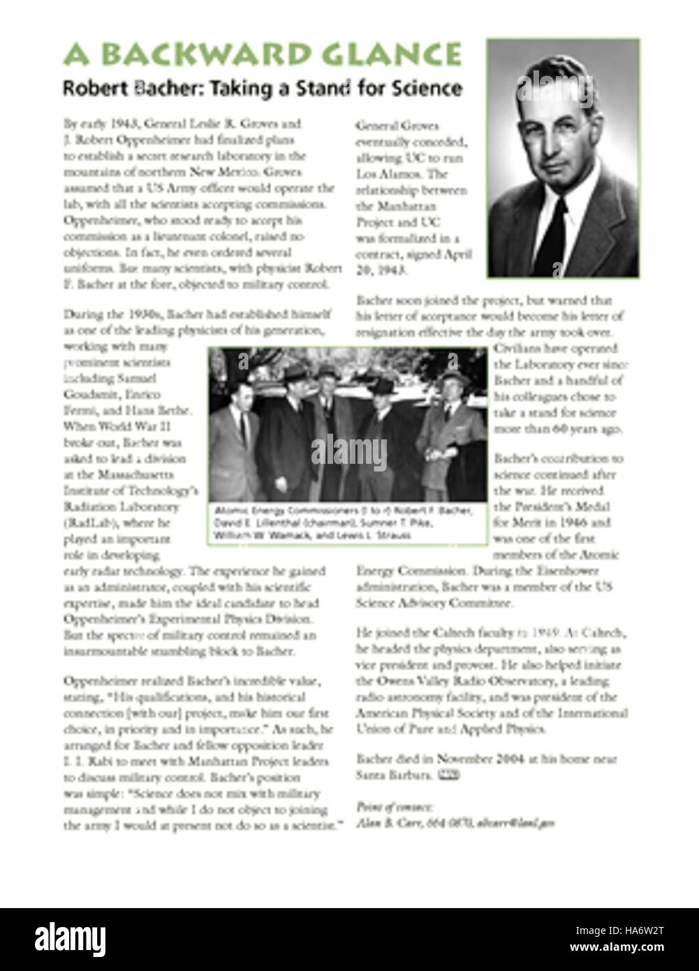 Robert Bacher, a key figure in scientific research, advocated for the ...