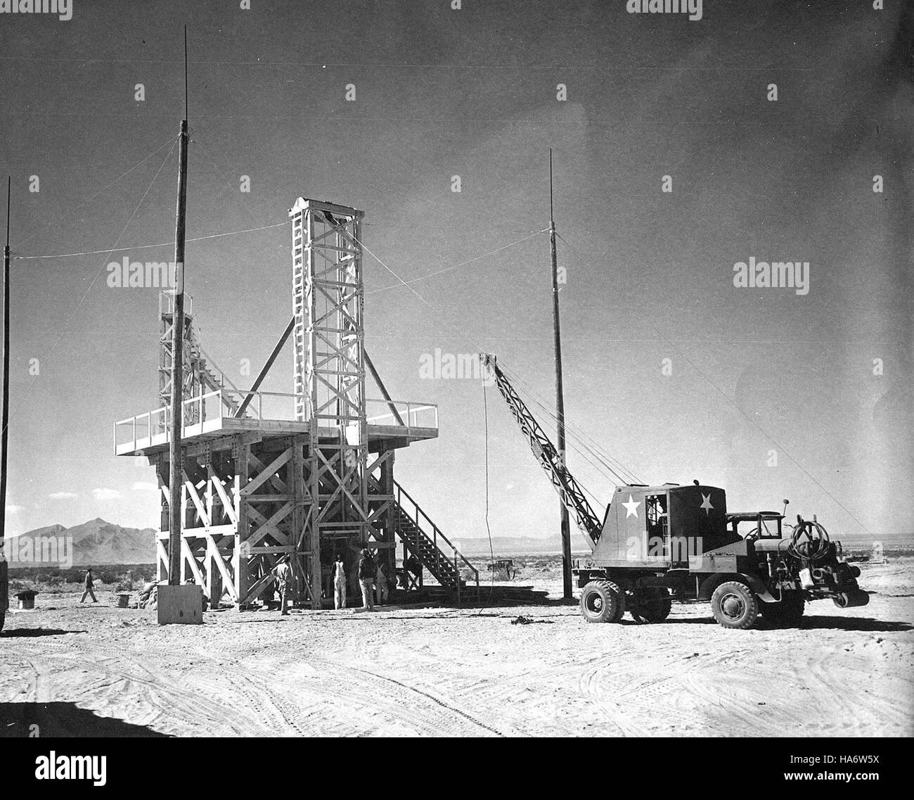 This image depicts the site of the Trinity Test, the first nuclear bomb ...