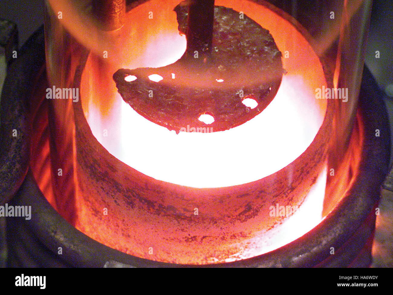 Molten plutonium being processed at the Los Alamos National Laboratory ...