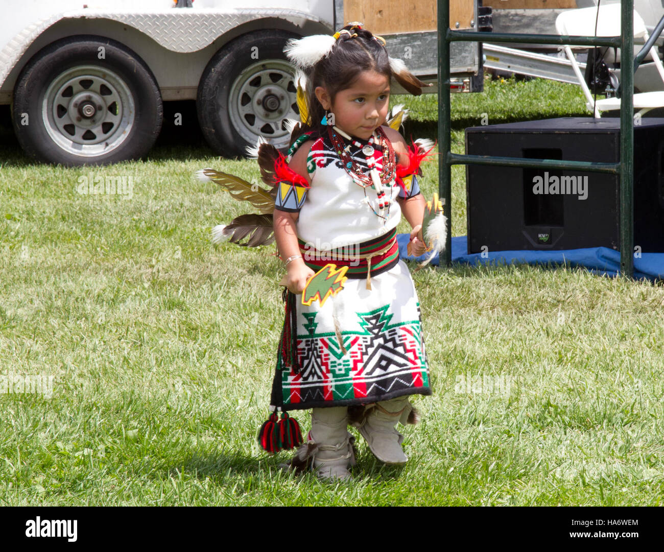 A young dancer from the Ohkay Owingeh Ice Mountain Dance Group performs ...