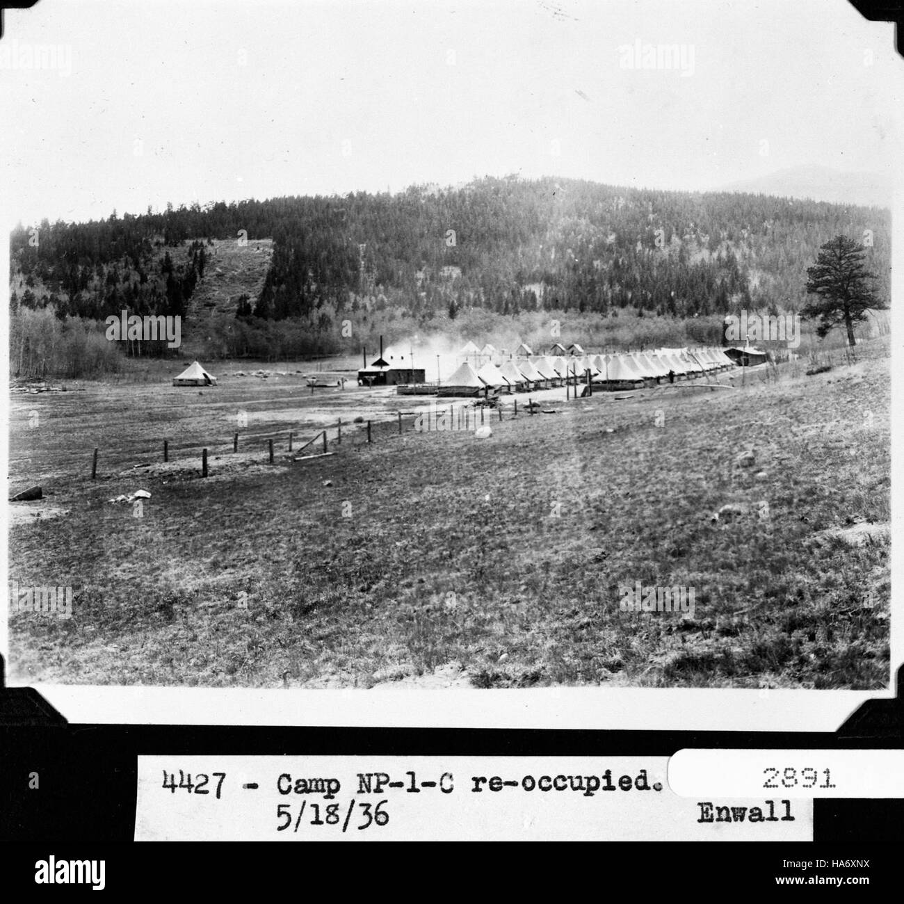 This image depicts a historic Civilian Conservation Corps (CCC) camp re ...