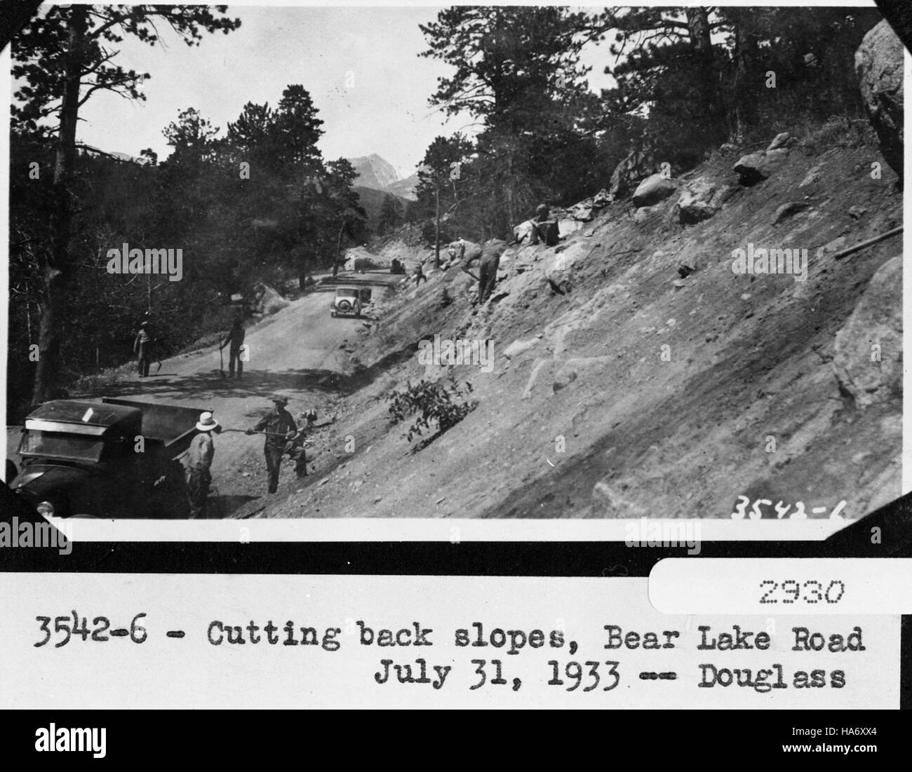rockynps 25563221632 Cutting back slopes Bear Lake Road Stock Photo - Alamy