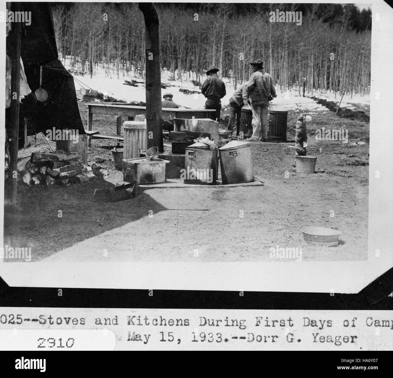 The image depicts stoves and kitchens used during the early days of ...