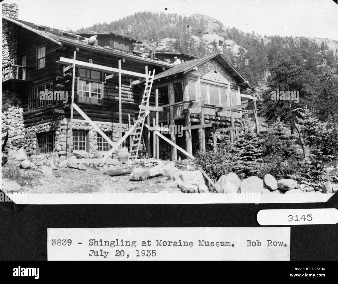 This image depicts historical restoration work at Moraine Park Museum ...