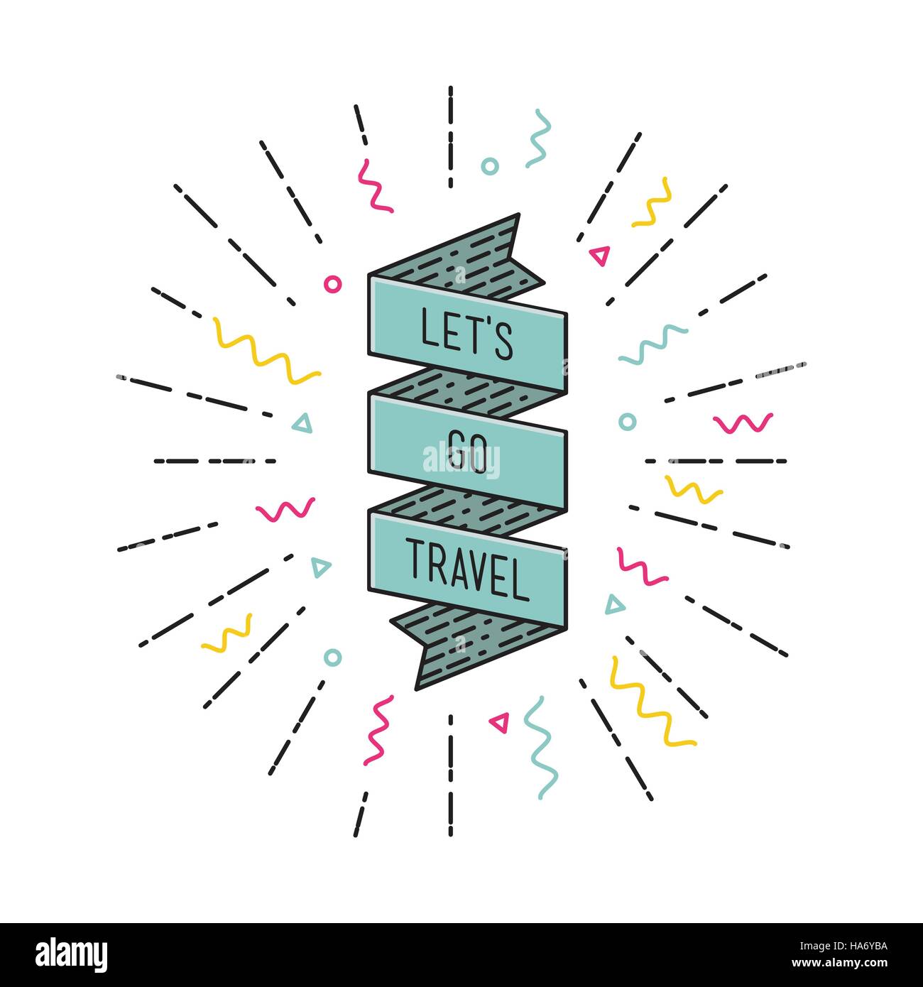 Lets go travel. Inspirational vector illustration, motivational quotes ...