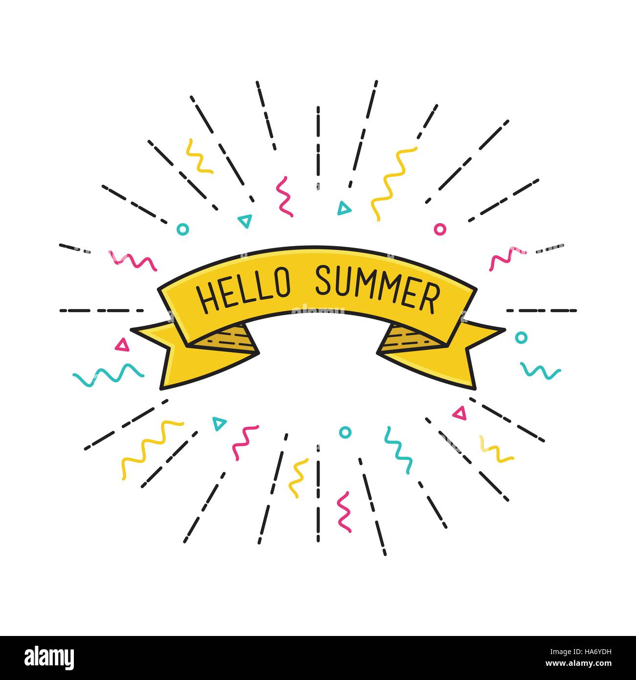 Hello summer. Vector poster flat design Stock Vector Image & Art - Alamy
