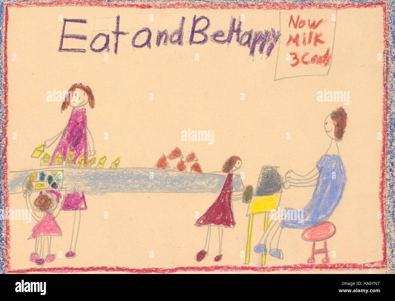 A historical child’s drawing from October 1966, illustrating the theme ...