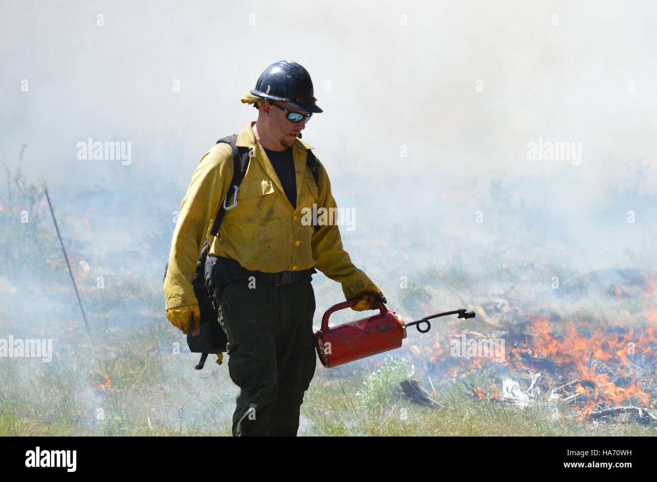 Firefighters work in a national park to protect both natural resources ...