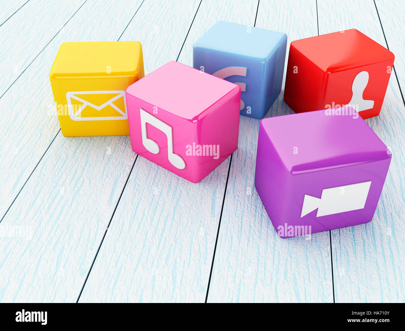 3D Illustration. Colorful app icons. Technology concept Stock Photo - Alamy