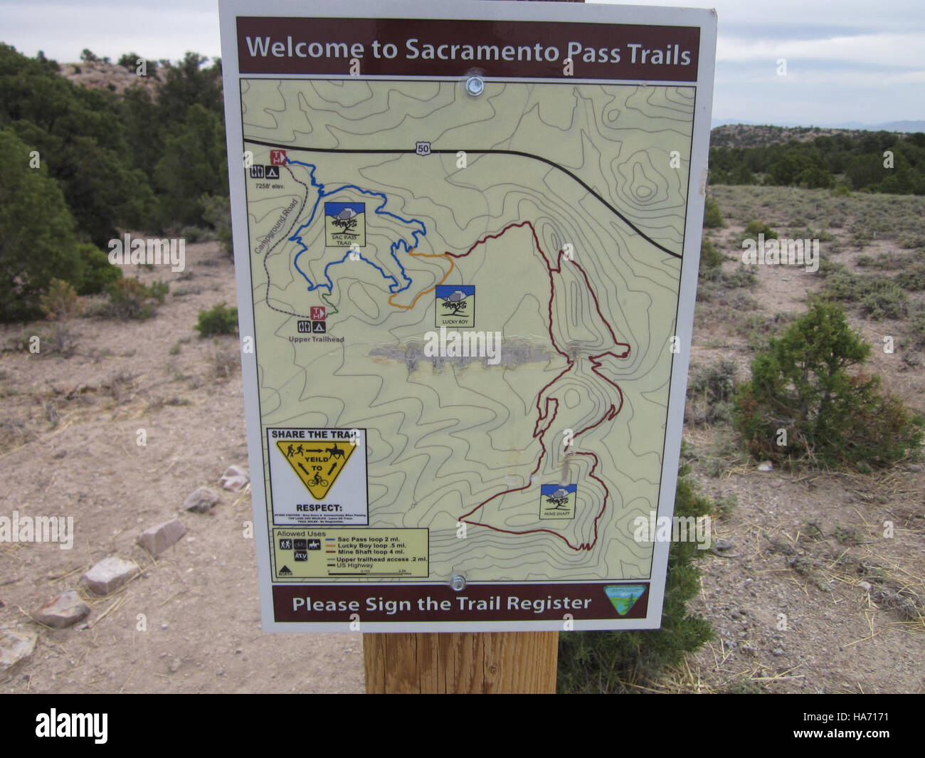 A detailed map outlining the trail system within a National Park. This ...