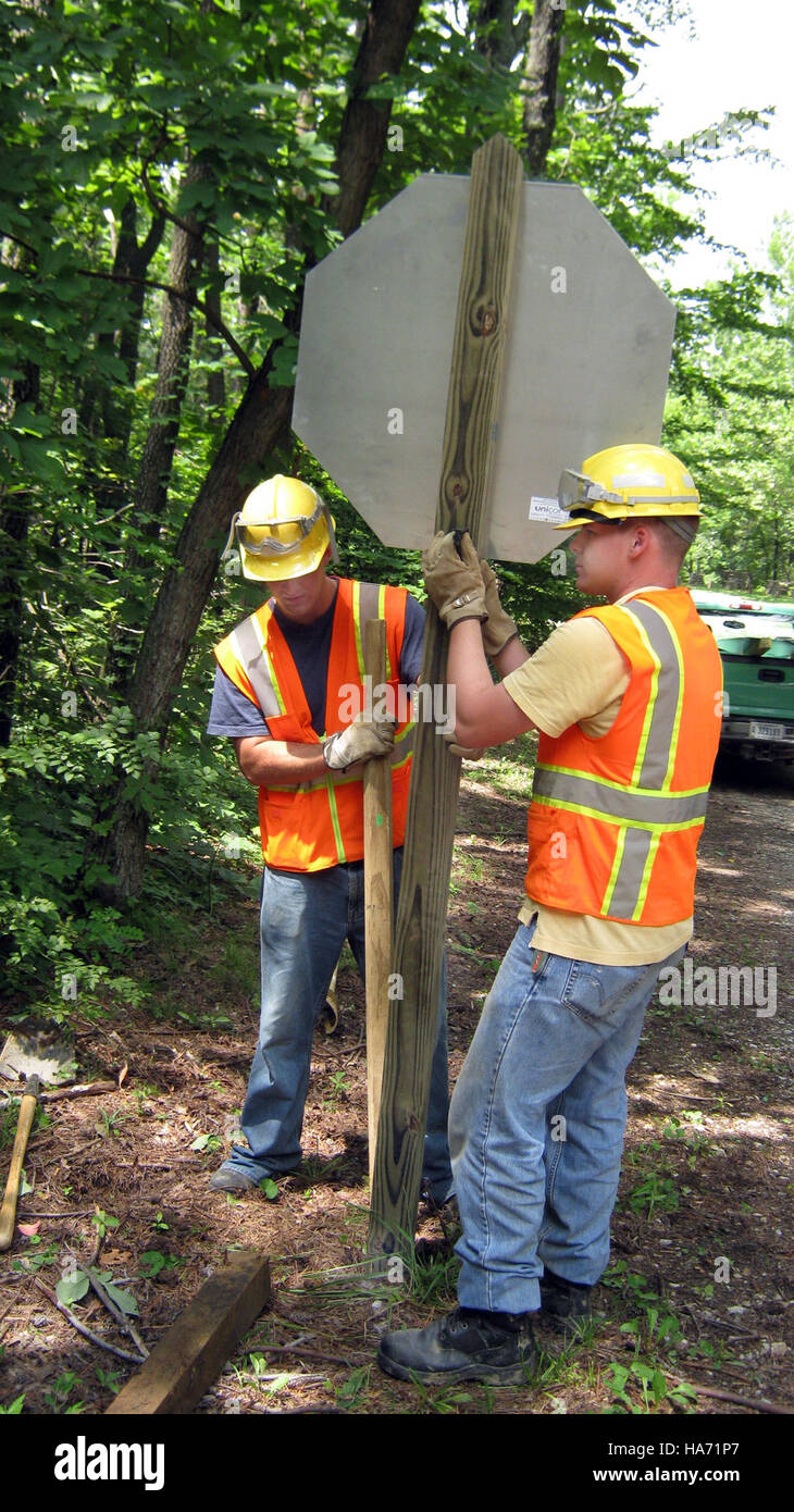 This image shows a stop sign installation in a National Park. Such ...