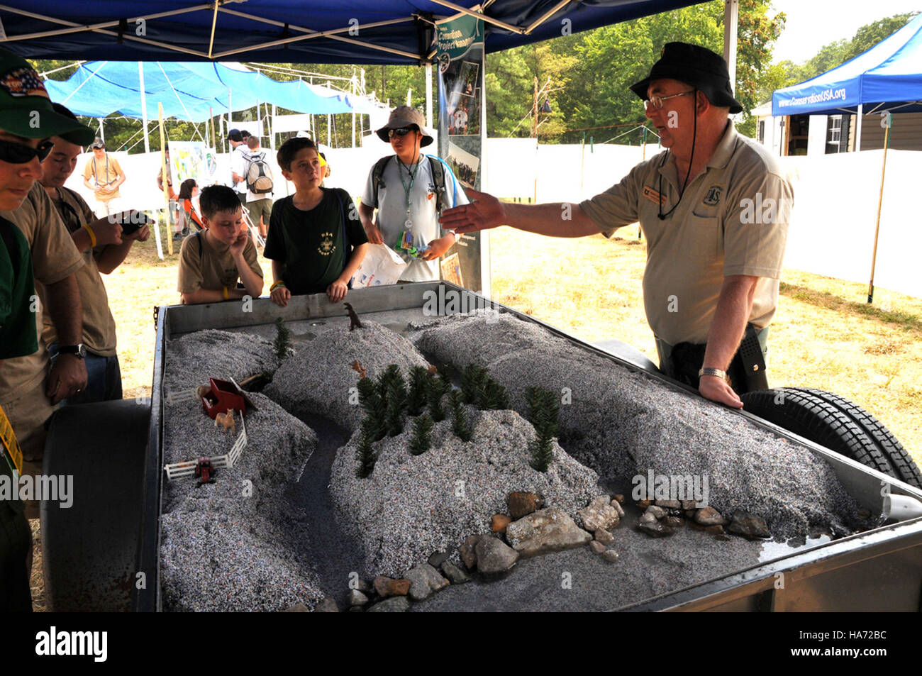 This image captures a Boy Scouts of America (BSA) jamboree event held ...